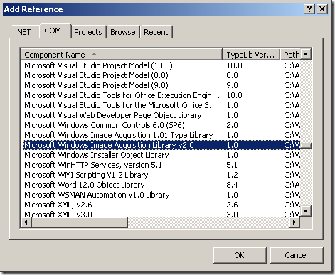 Windows Image Acquisition